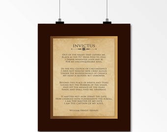 Invictus poem | Etsy