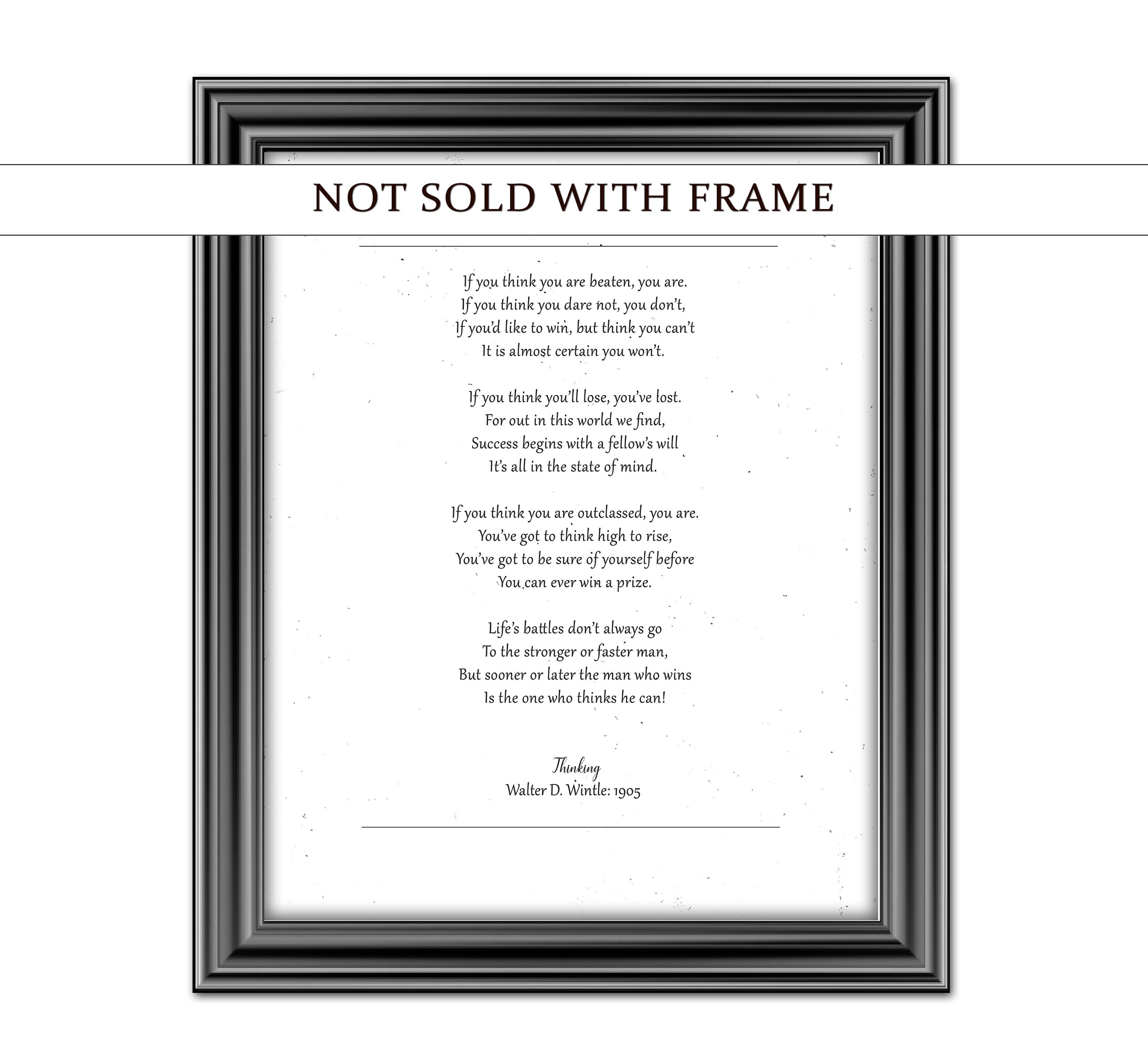 THINKING POEM, Walter D. Wintle, The Man Who Thinks He Can, The Victor ...