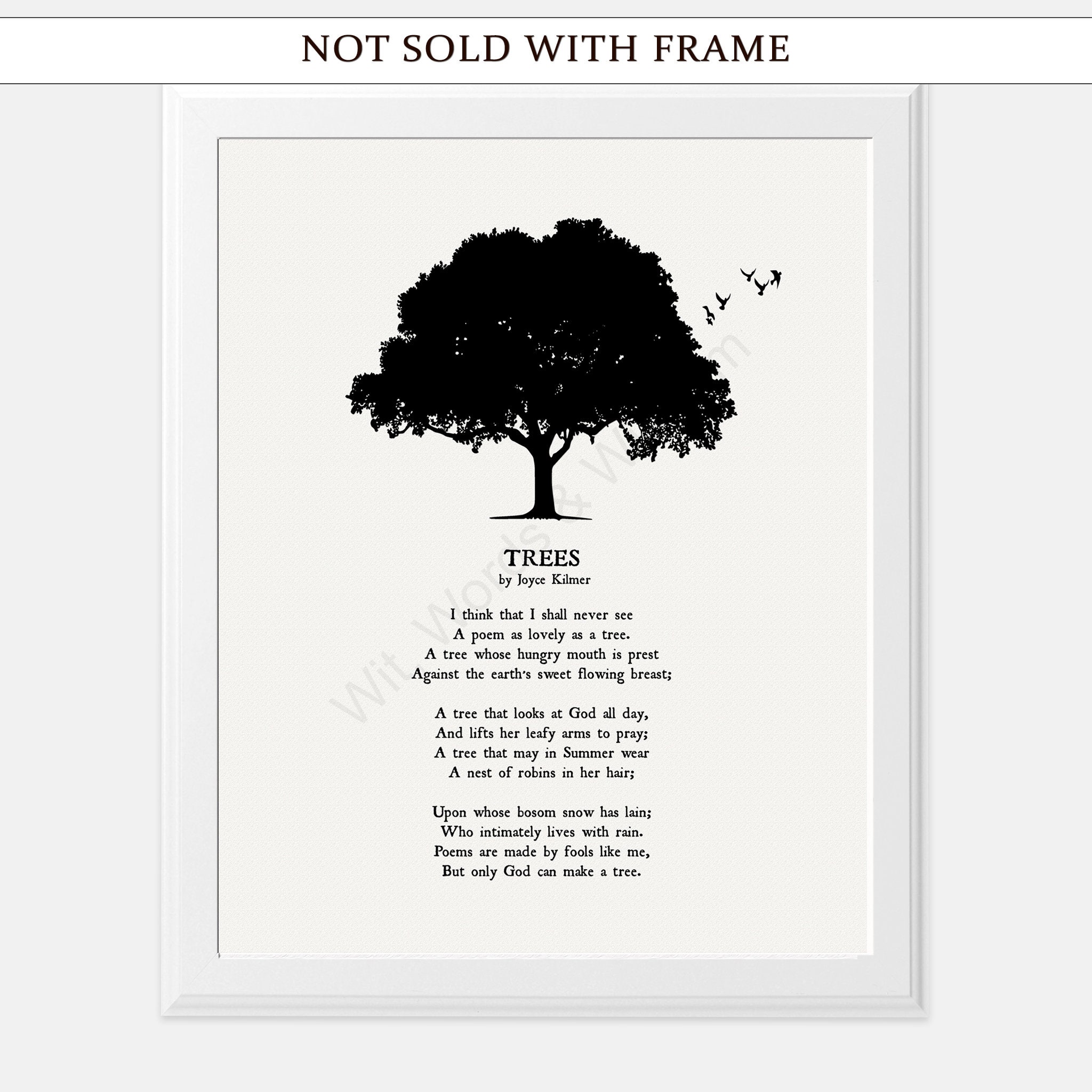 Joyce Kilmer "trees" Poem Print, Nature Lover Gift, Giclee Art ...