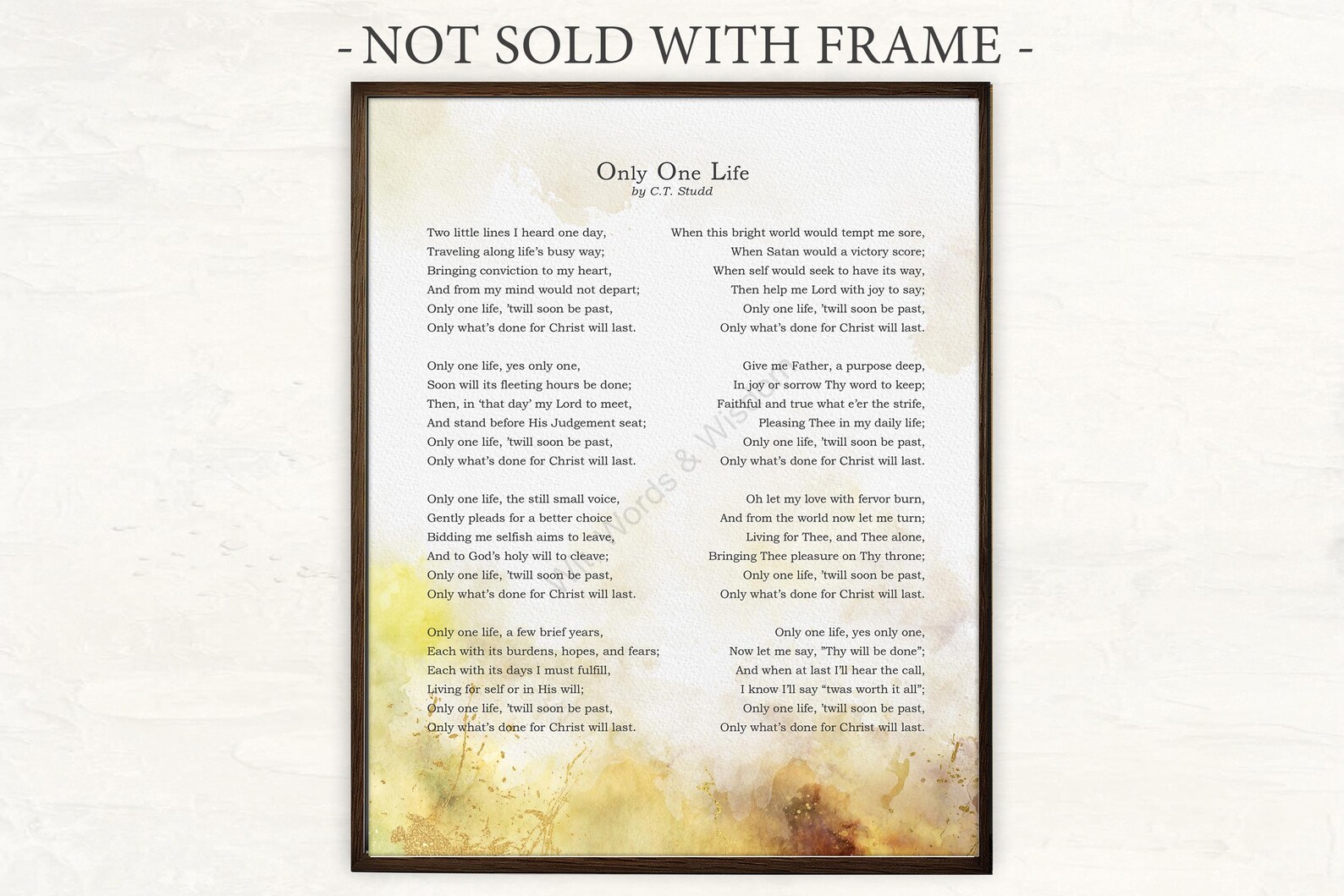 ONLY ONE LIFE Inspirational Poem, Christian, Religious, C T Studd, Home ...