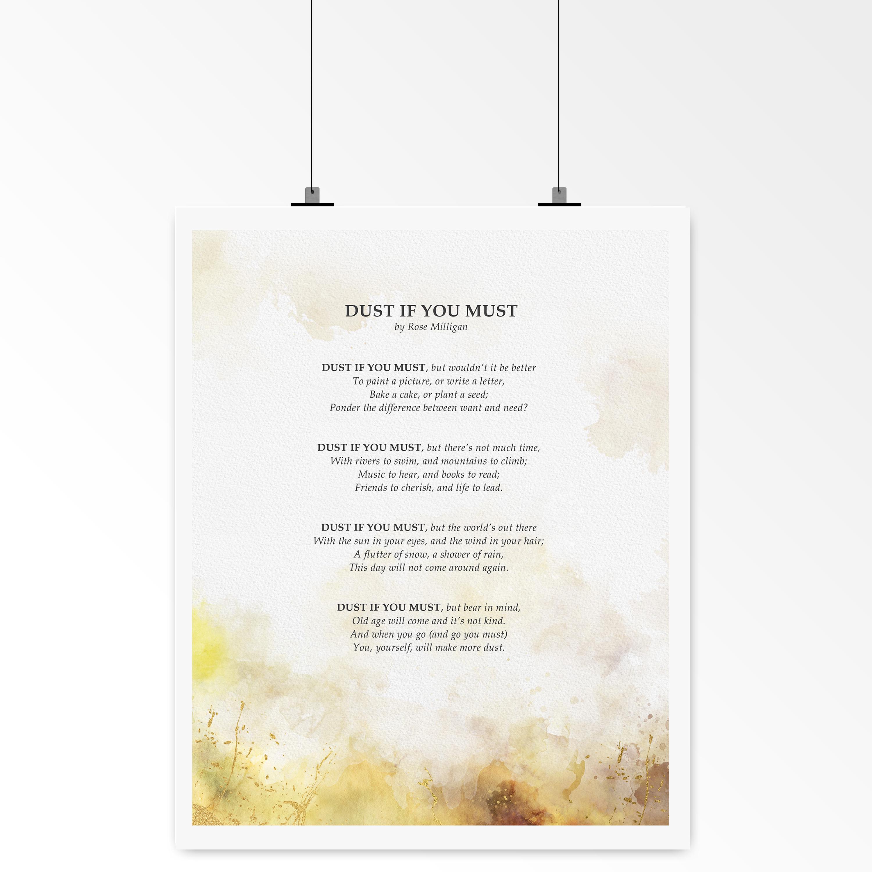 DUST If YOU MUST Inspirational Poem, Christian, Religious, Ruth ...
