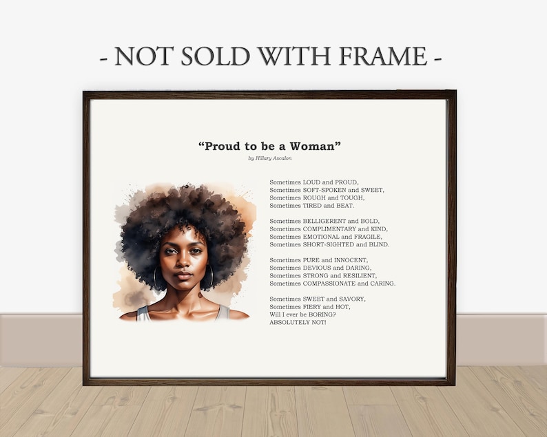 Black Woman Poem Art Print, African American Inspirational Gift ...