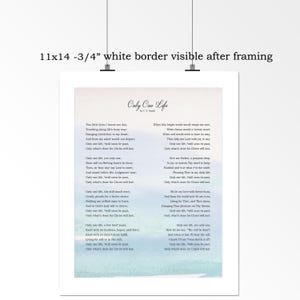 ONLY ONE LIFE Inspirational Poem, Christian Religious Home Décor, C T ...