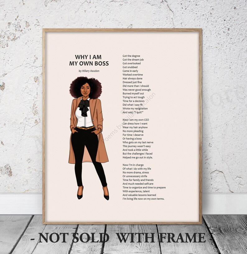 BOSS LADY, Black Business Woman, Entrepreneur, Office Art Print ...
