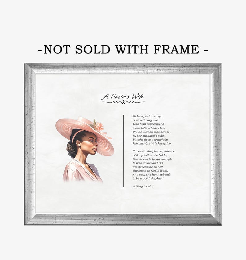 African American First Lady Poem Print, Pastor's Wife Gift (unframed ...