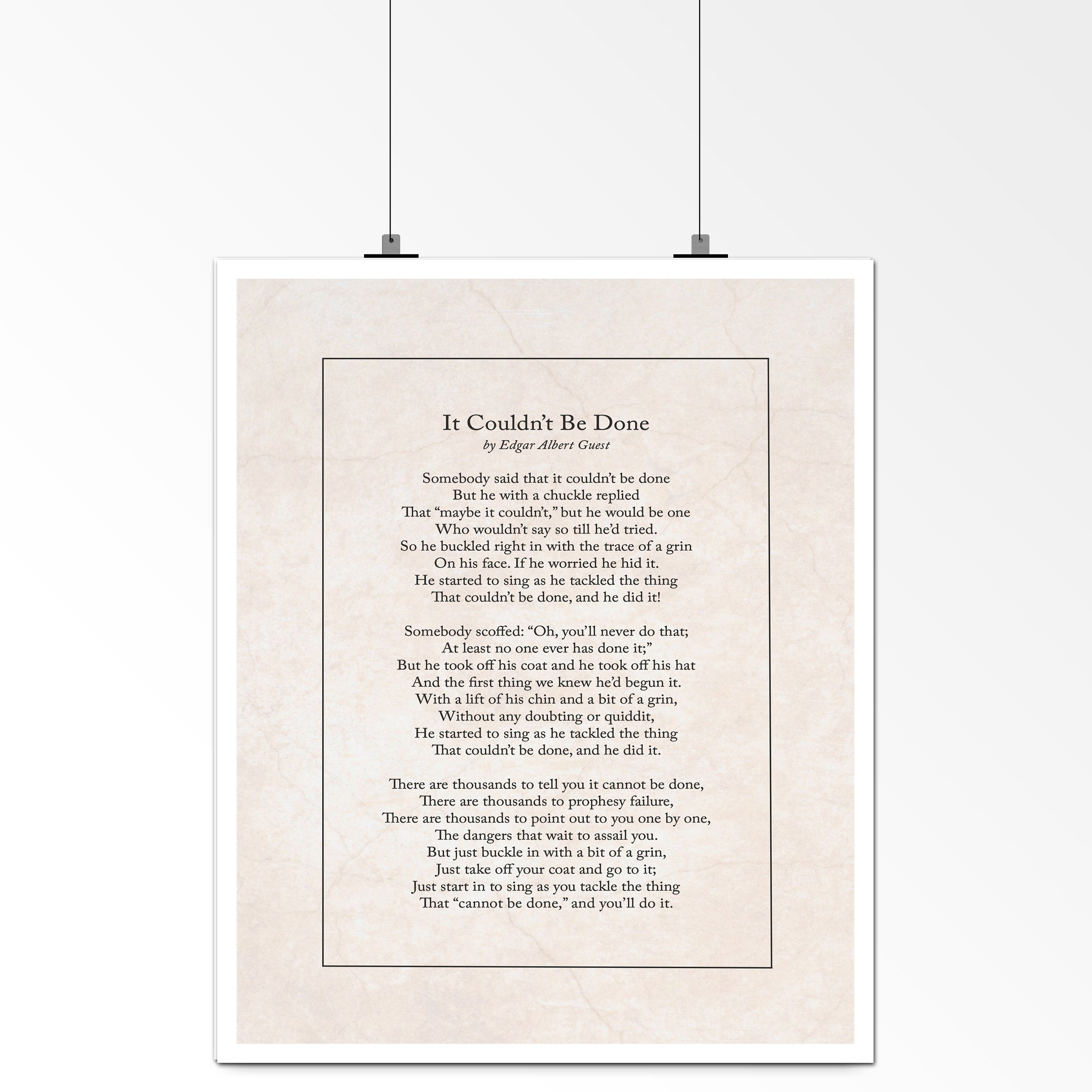 It Couldn’t Be Done, Motivational Inspirational Poem, Graduation ...