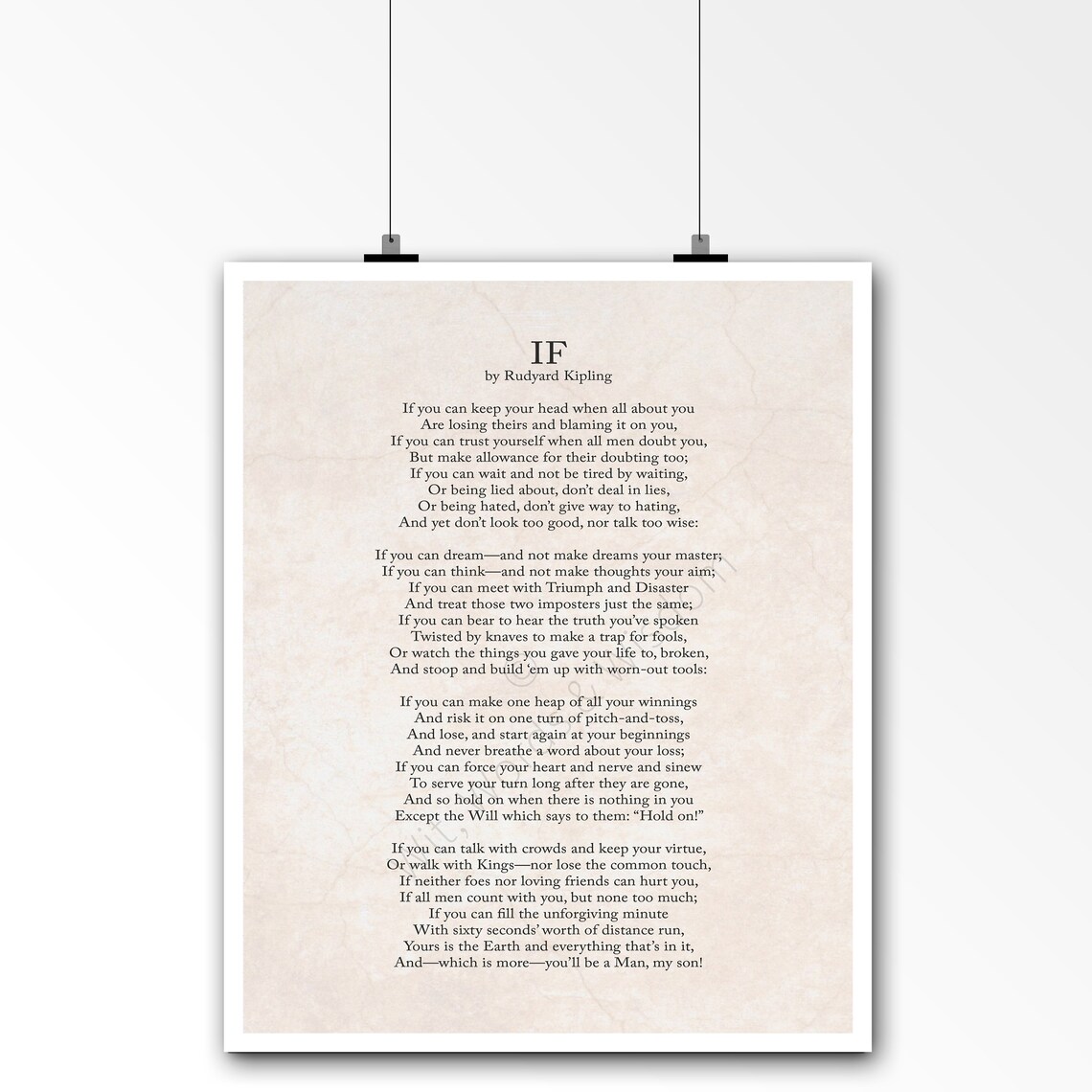 POEM "if," Rudyard Kipling, Graduation, Birthday Gift Idea, Young Man ...