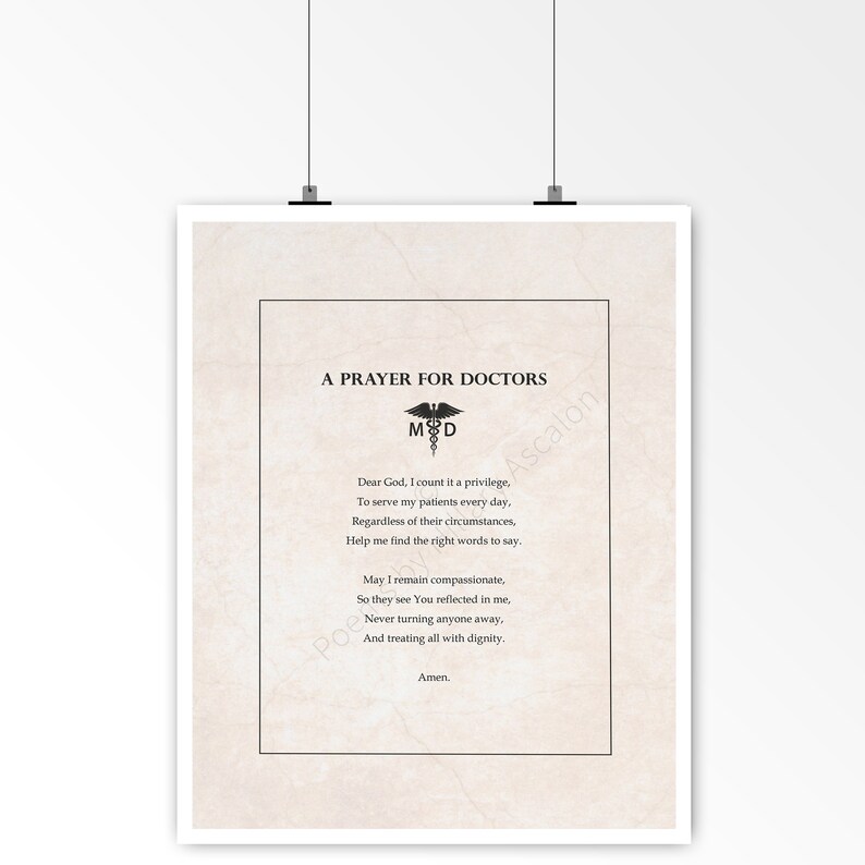Doctor's Prayer Original Poem Print, Medical Graduation Gift, Physician ...