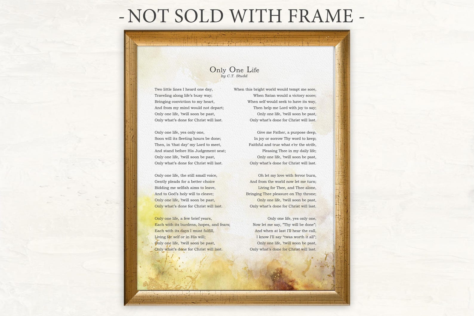 ONLY ONE LIFE Inspirational Poem, Christian, Religious, C T Studd, Home ...