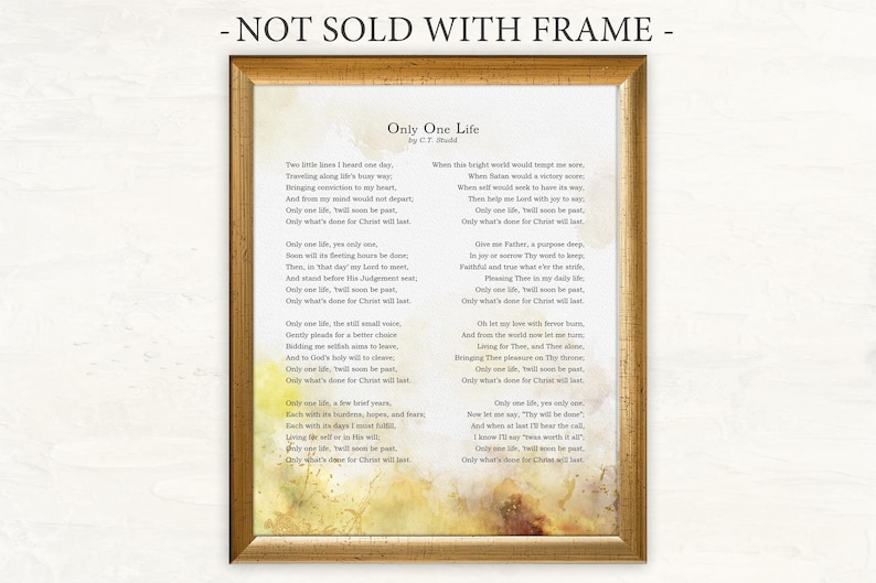 ONLY ONE LIFE Inspirational Poem, Christian, Religious, C T Studd, Home ...