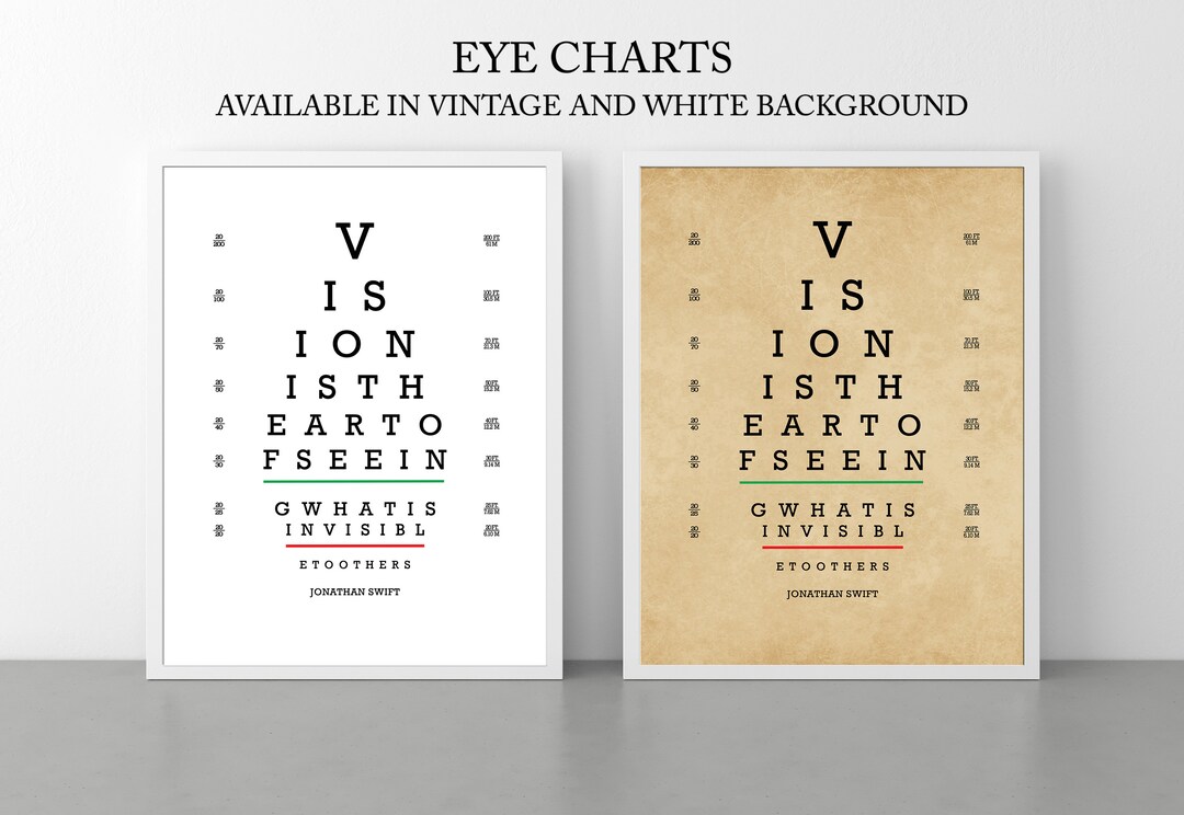 EYE CHART, Jonathan Swift Quote, Word Illustration, Typography, Vintage ...