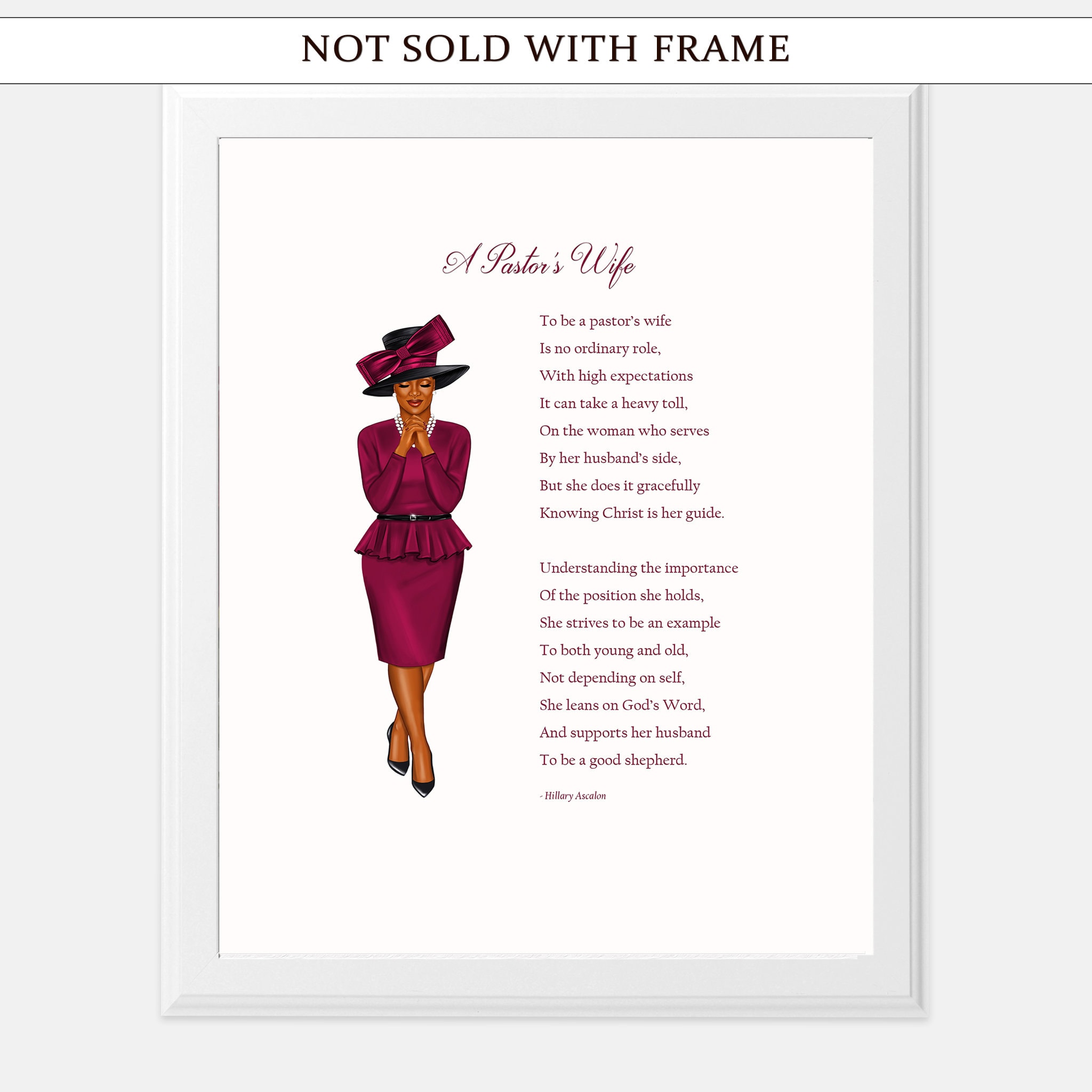 African-american First Lady Poem, Pastor's Wife Gift, 8x10 Print ...