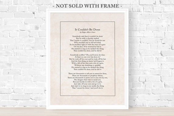 It Couldnt Be Done Motivational Inspirational Poem - Etsy