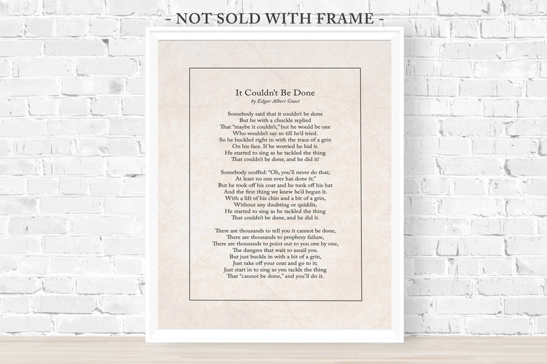 It Couldn’t Be Done, Motivational Inspirational Poem, Graduation ...