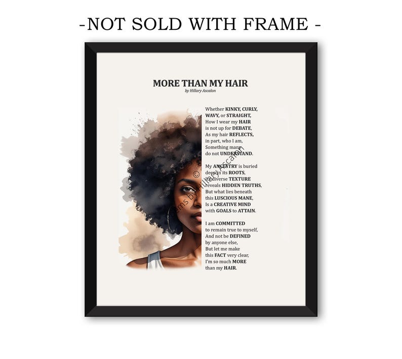 Black Woman Natural Hair Art Print, Girl Power Poem (digital Download ...
