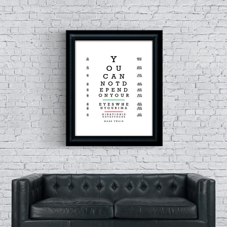 Mark Twain Quote Eye Chart Art Print, Home Office Decor (8x10 Unframed ...