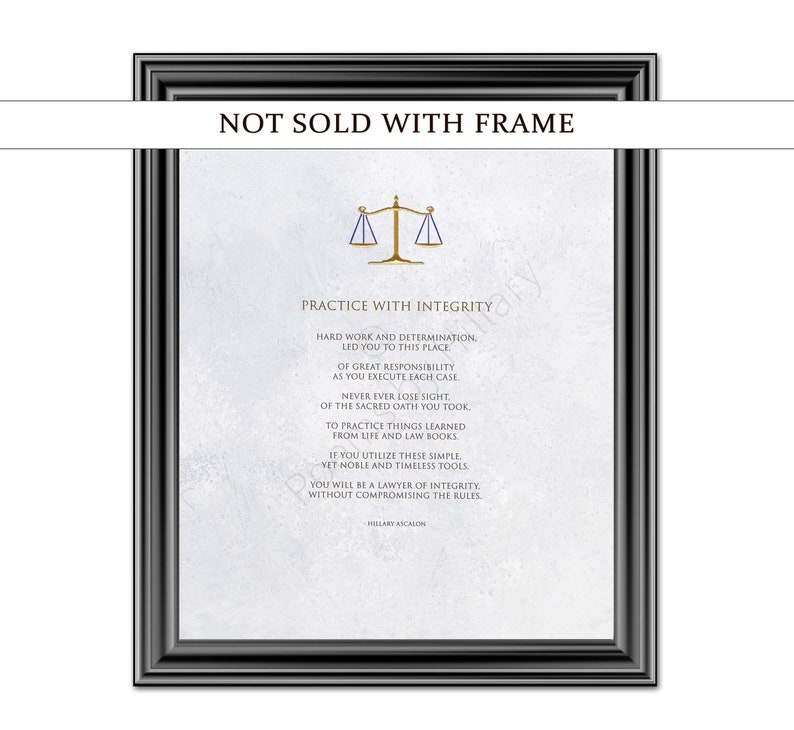 Lawyer Poem Print, "practice With Integrity", Attorney Gift (unframed ...