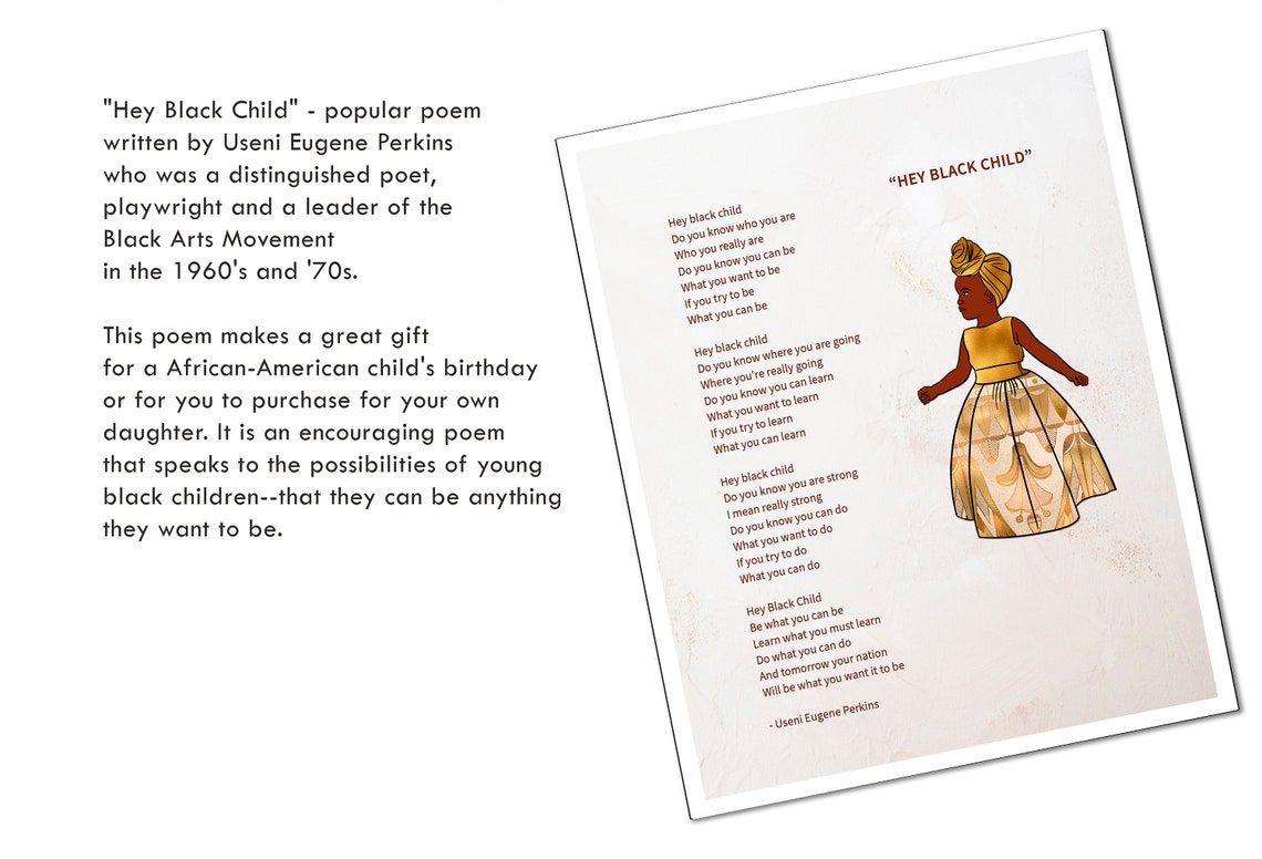 HEY BLACK CHILD Poem, Useni Eugene Perkins, Children's Poems, African ...