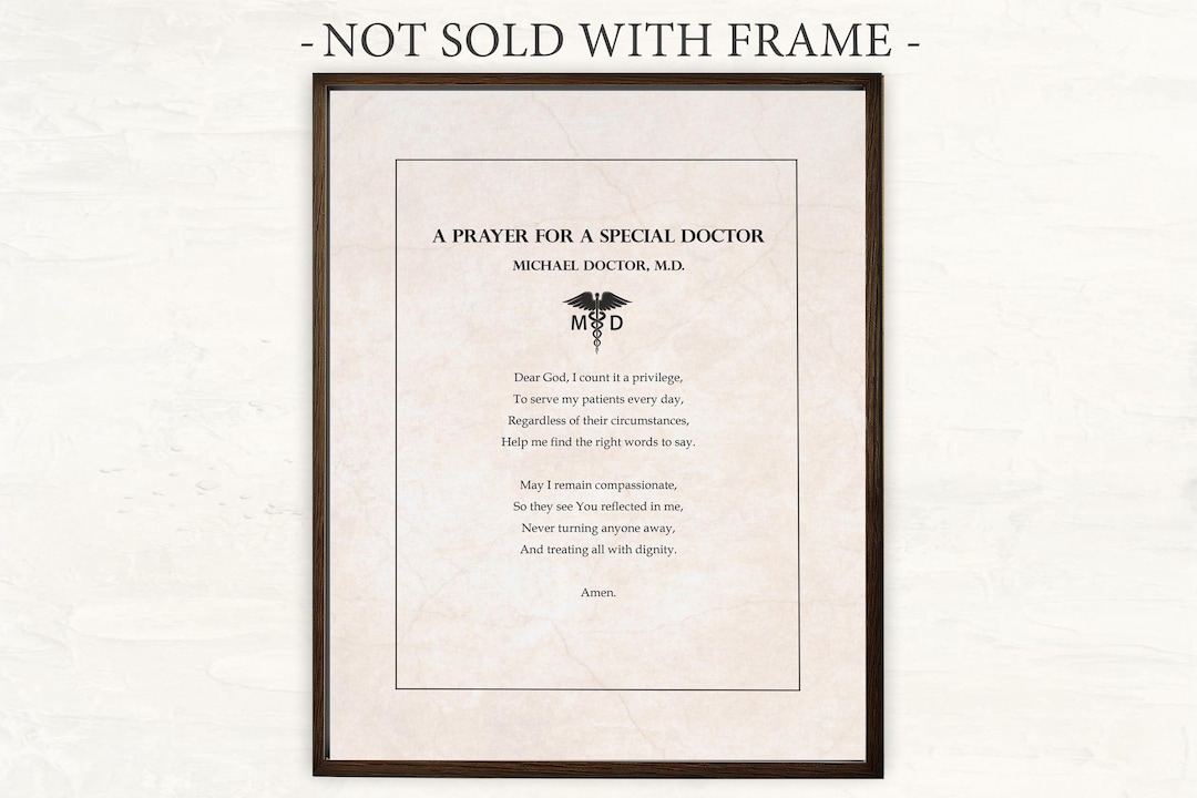Doctor's Prayer Original Poem Print, Medical Graduation Gift, Physician ...