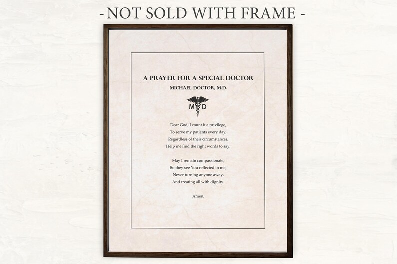 Doctor's Prayer Original Poem Print, Medical Graduation Gift, Physician ...