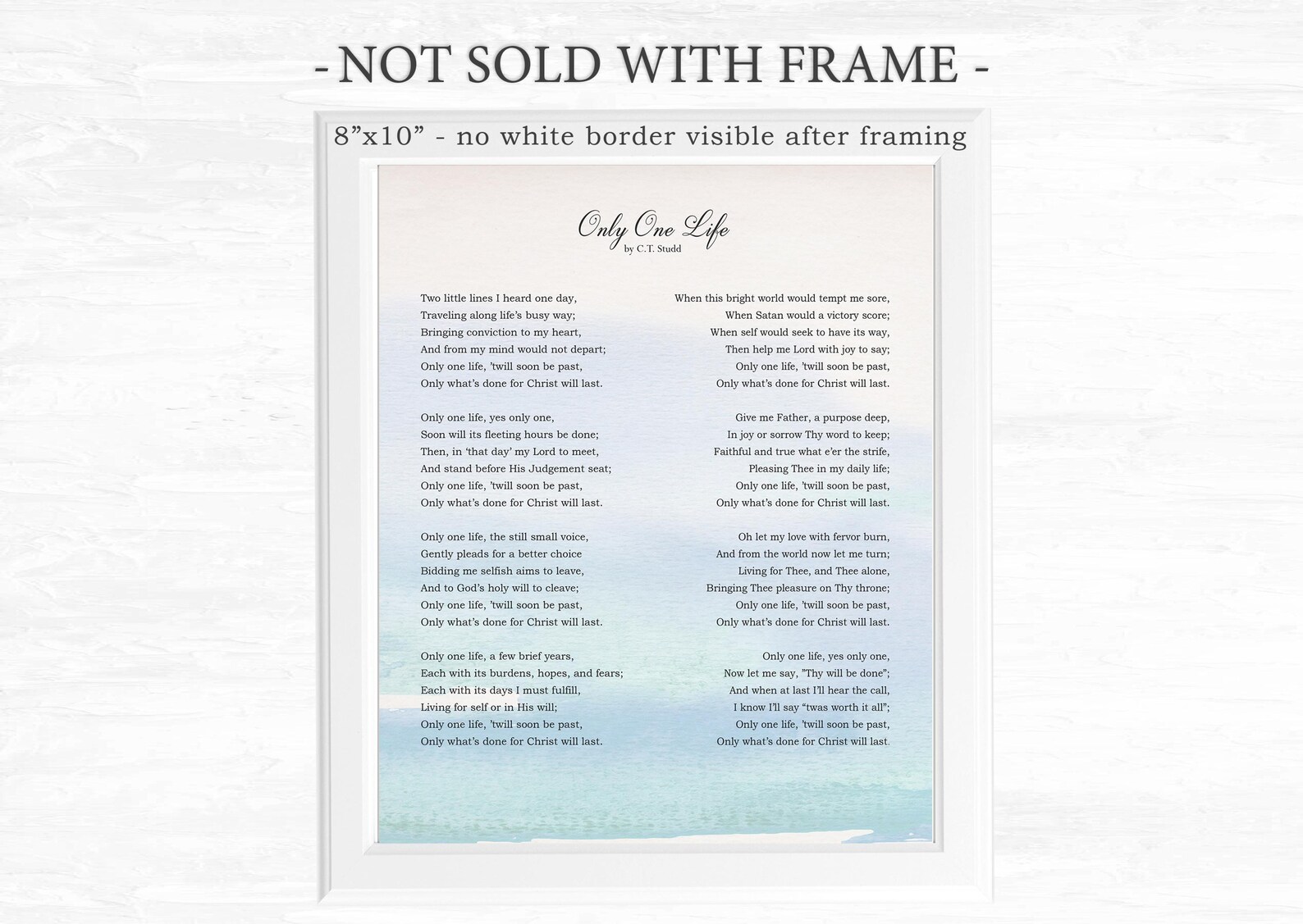 ONLY ONE LIFE Inspirational Poem, Christian Religious Home Décor, C T ...