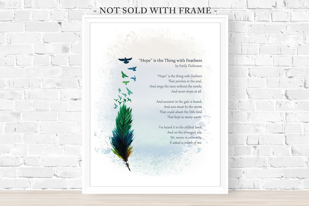Emily Dickinson Poem Print, Hope is the Thing With Feathers, Literary ...
