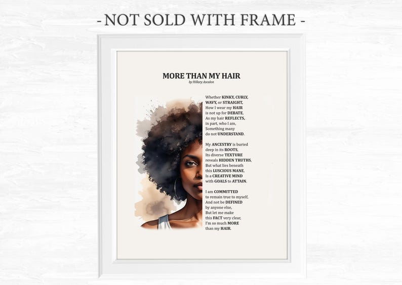 Black Woman Natural Hair Art Print, Girl Power Poem (digital Download ...