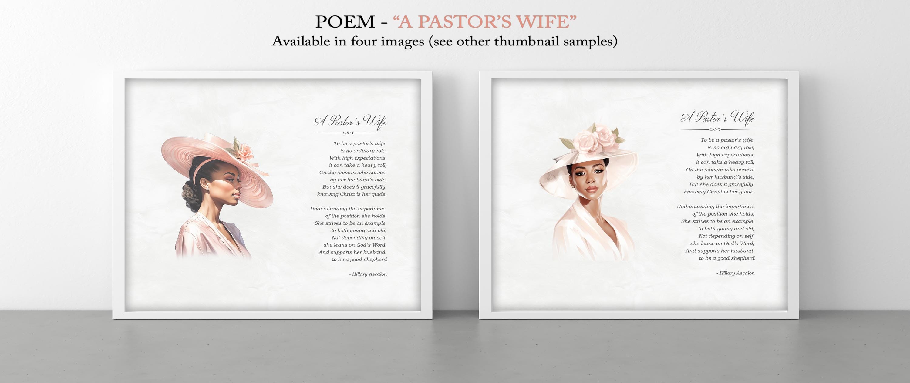PASTOR MINISTER'S WIFE, African American First Lady, Original Poem a ...