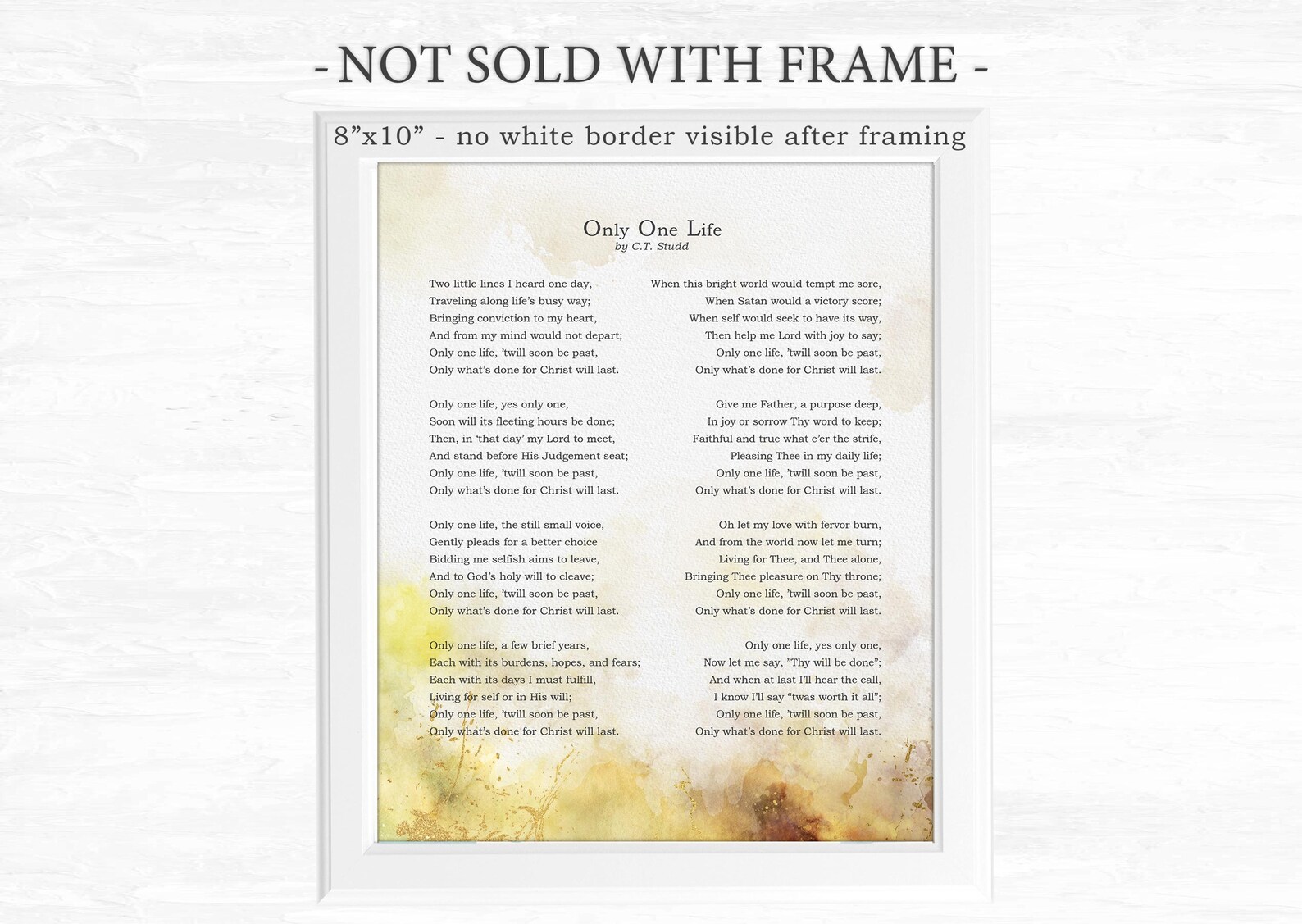 ONLY ONE LIFE Inspirational Poem, Christian, Religious, C T Studd, Home ...