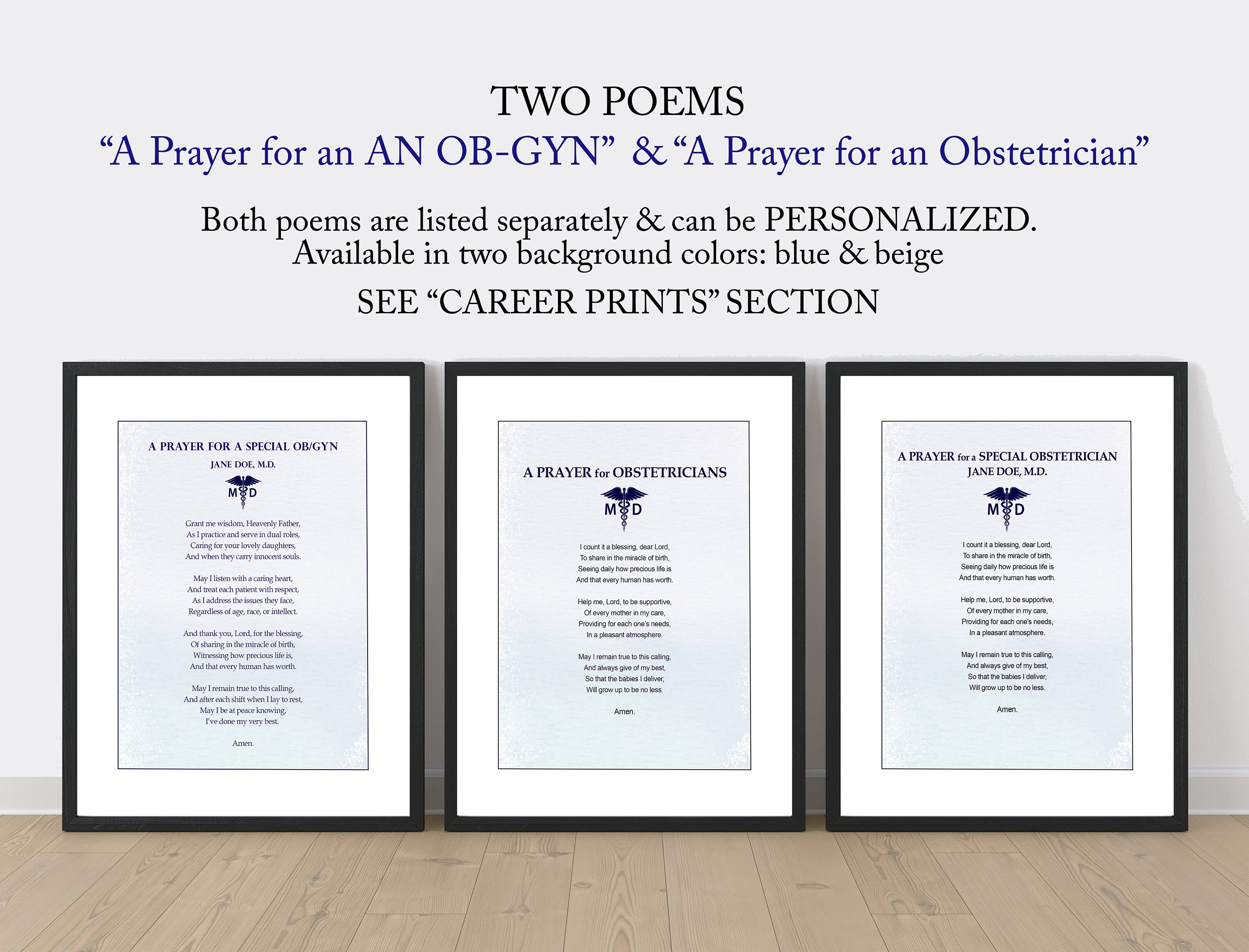 OB/GYN Prayer Original Poem Print, Medical Graduation Gift (unframed ...