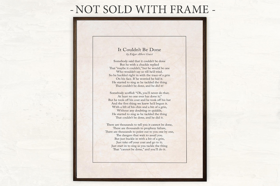 It Couldn’t Be Done, Motivational Inspirational Poem, Graduation ...