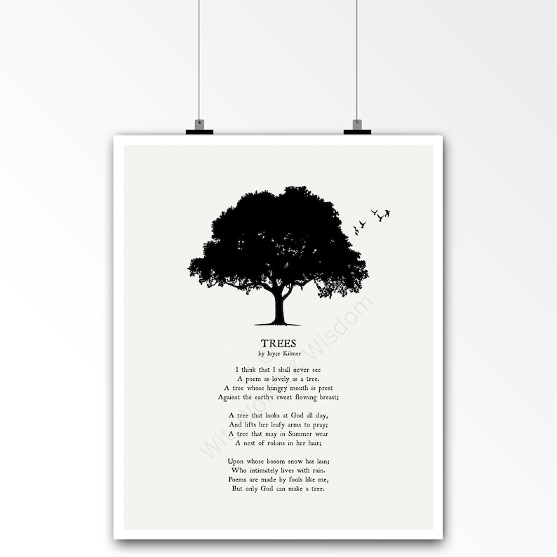 Joyce Kilmer "trees" Poem Print, Nature Lover Gift, Giclee Art ...