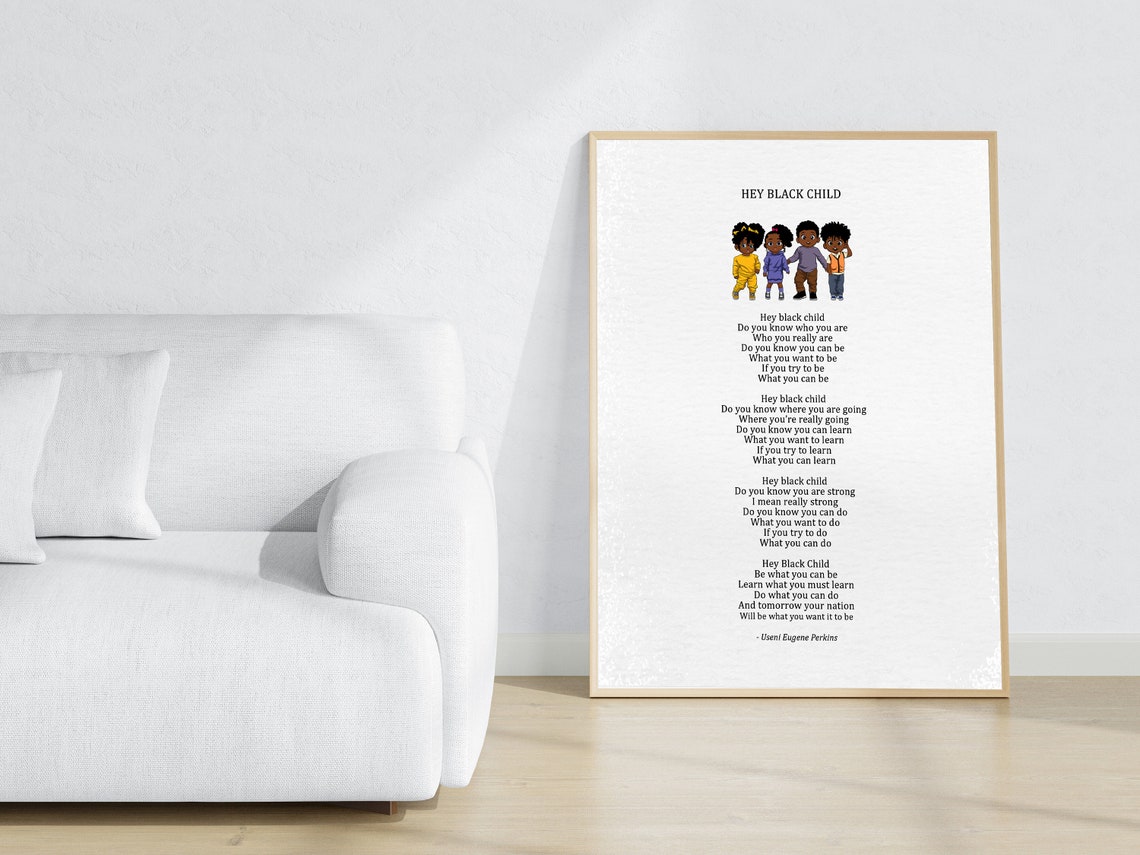 HEY BLACK CHILD, Black African-american Inspirational Poem for Children ...