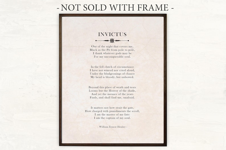 Invictus Poem Print, William Henley, Literary Art (8x10 Unframed) - Etsy