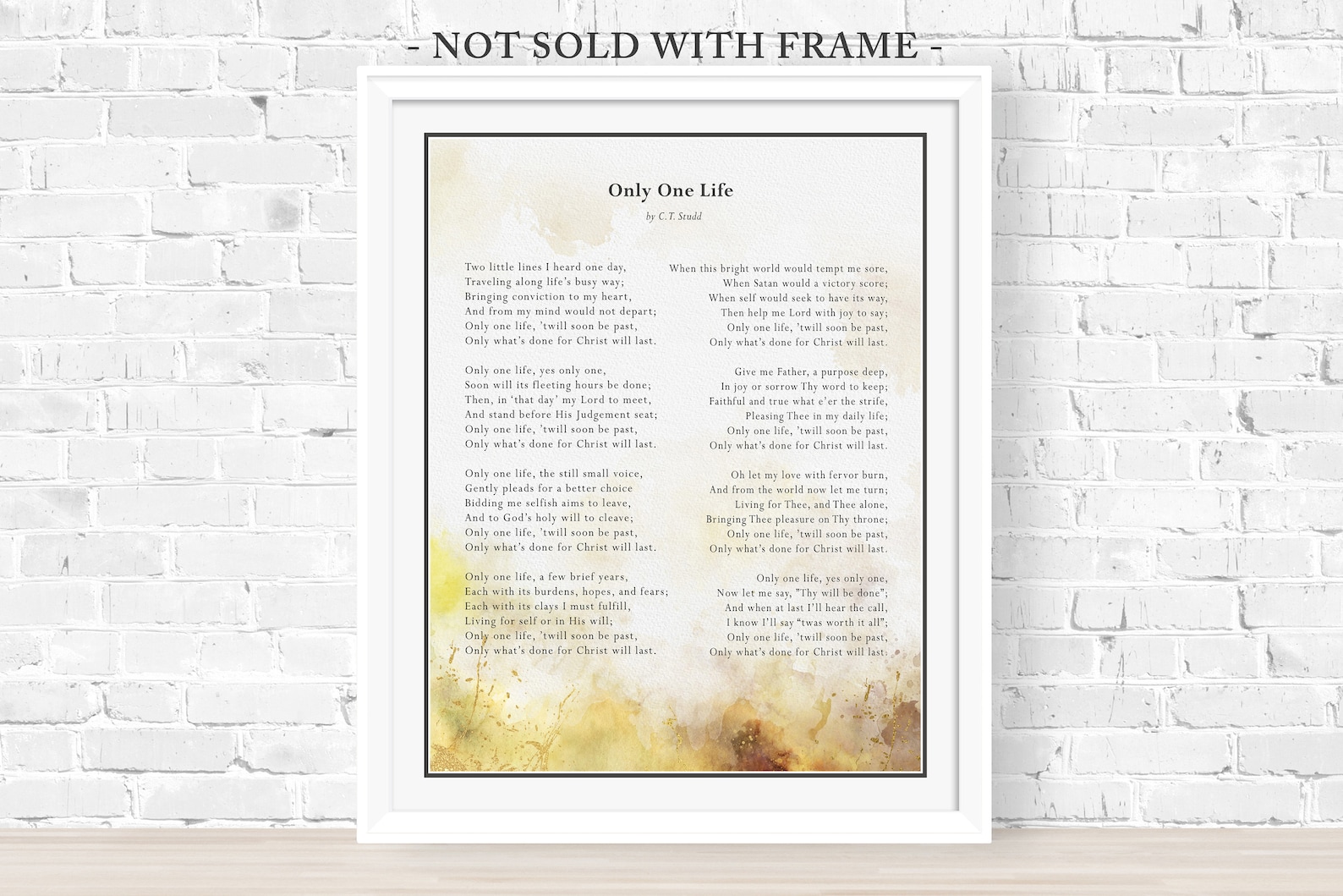 ONLY ONE LIFE Inspirational Poem, Christian, Religious, C T Studd, Home ...