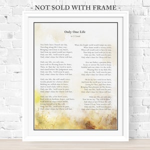 ONLY ONE LIFE Inspirational Poem, Christian, Religious, C T Studd, Home ...