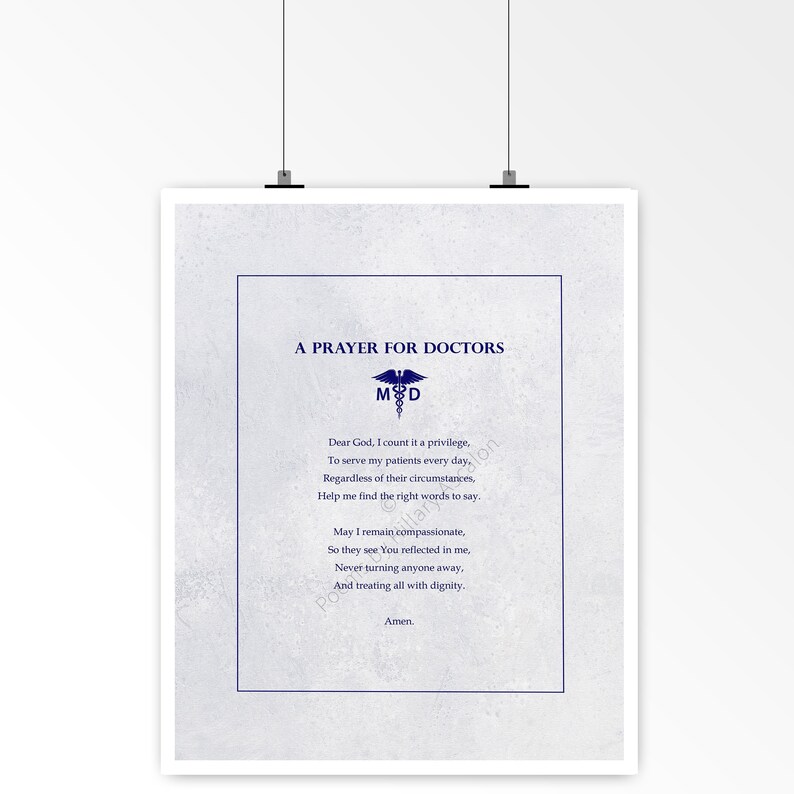 Doctor's Prayer Original Poem Print, Medical Graduation Gift, Physician ...