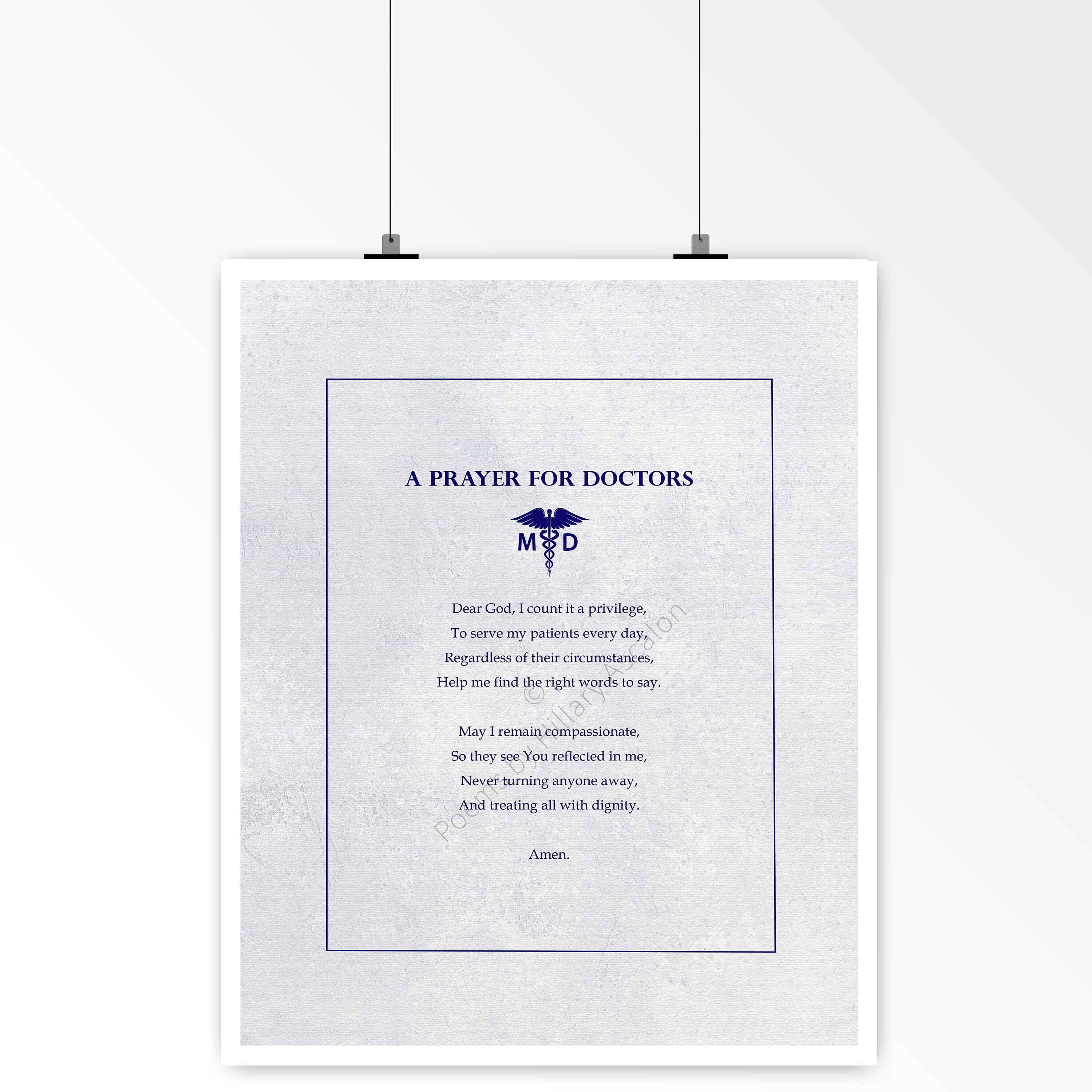 Doctor's Prayer Original Poem Print, Medical Graduation Gift, Physician ...