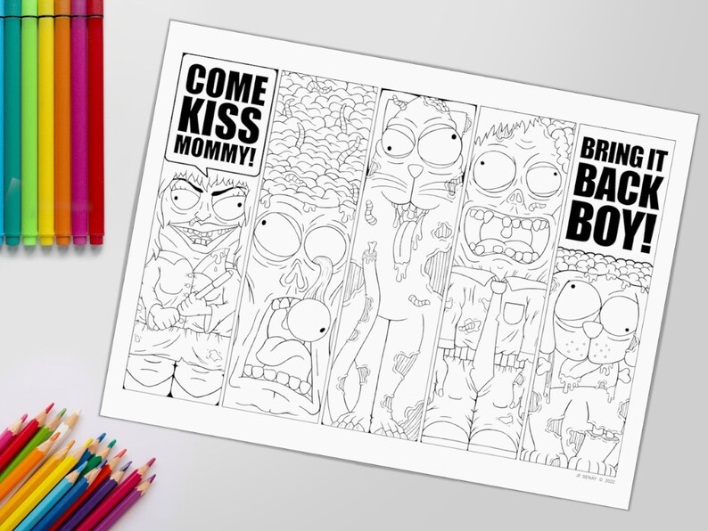 Printable Zombie Coloring Bookmarks, Zombie Coloring Page, Printable ...