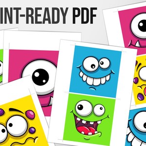 Kids Printable Wall Art, Set of 4 Small Monster Wall Decorations for ...