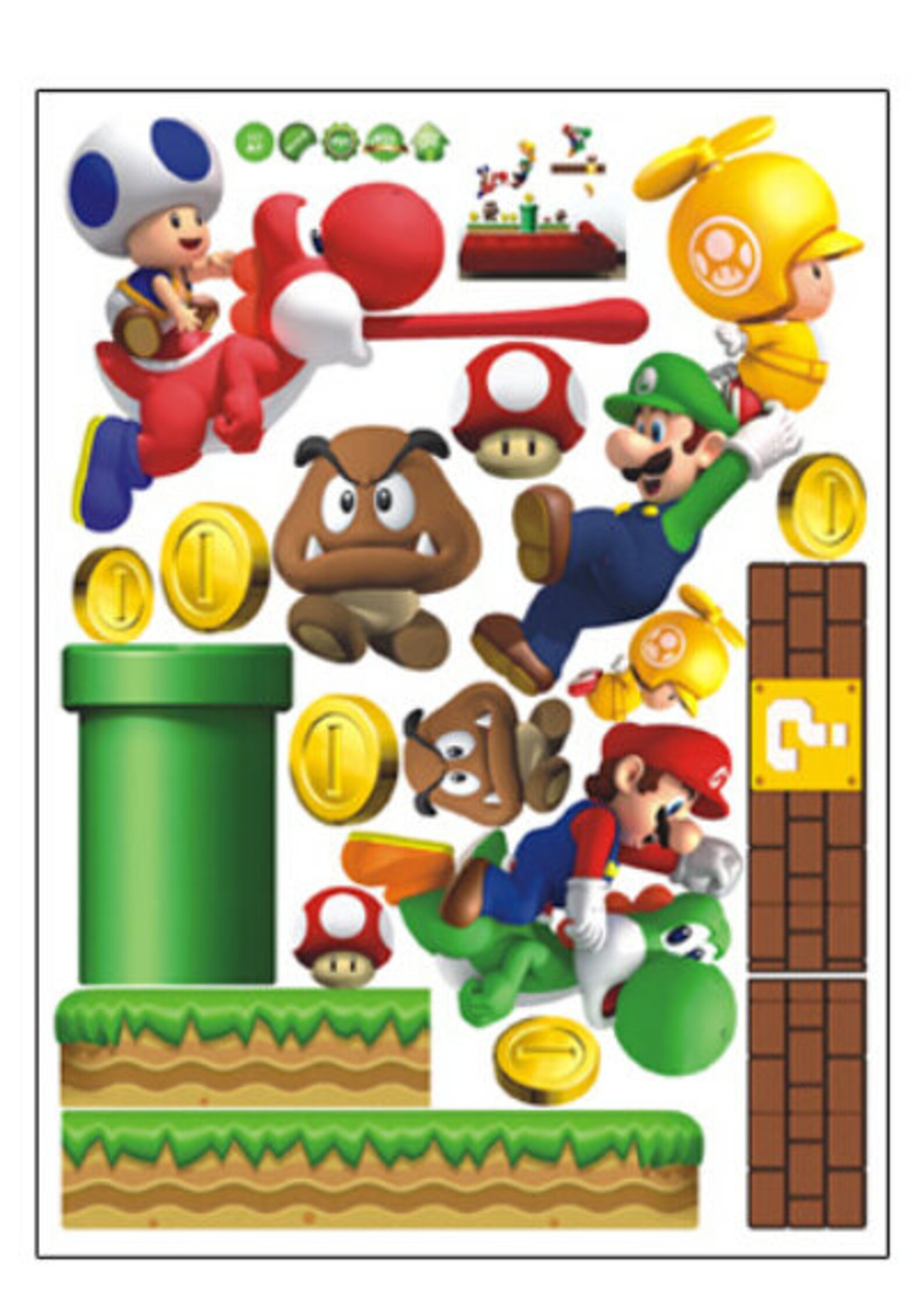 Super Mario Decals Removable Wall Sticker Bros Kids Nursery - Etsy
