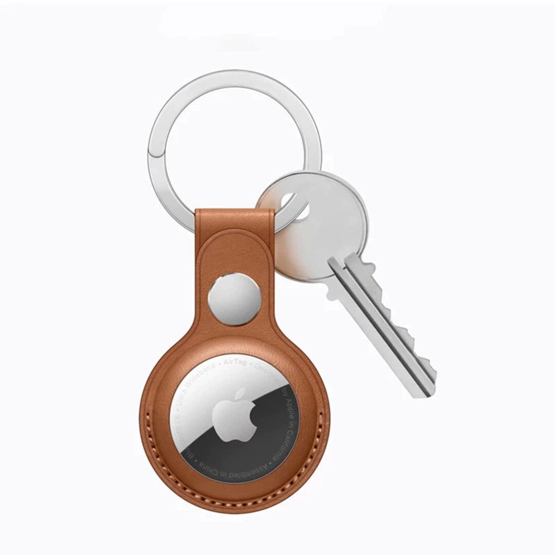 Leather Case Key Ring for AirTag Protective Keychain Sleeve Cover for ...