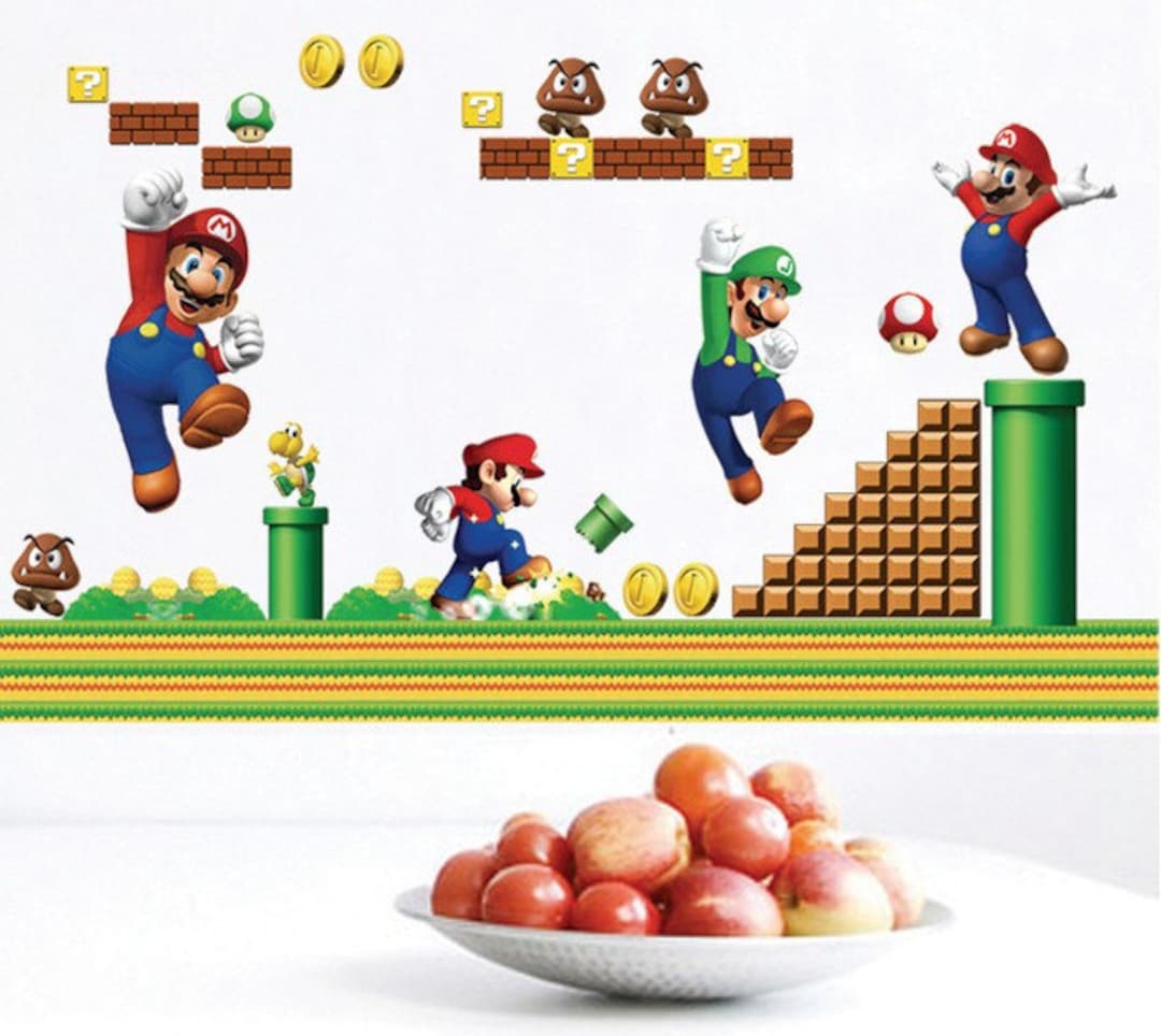Super Mario Decals Removable Wall Sticker Bros Kids Nursery Home Decor ...