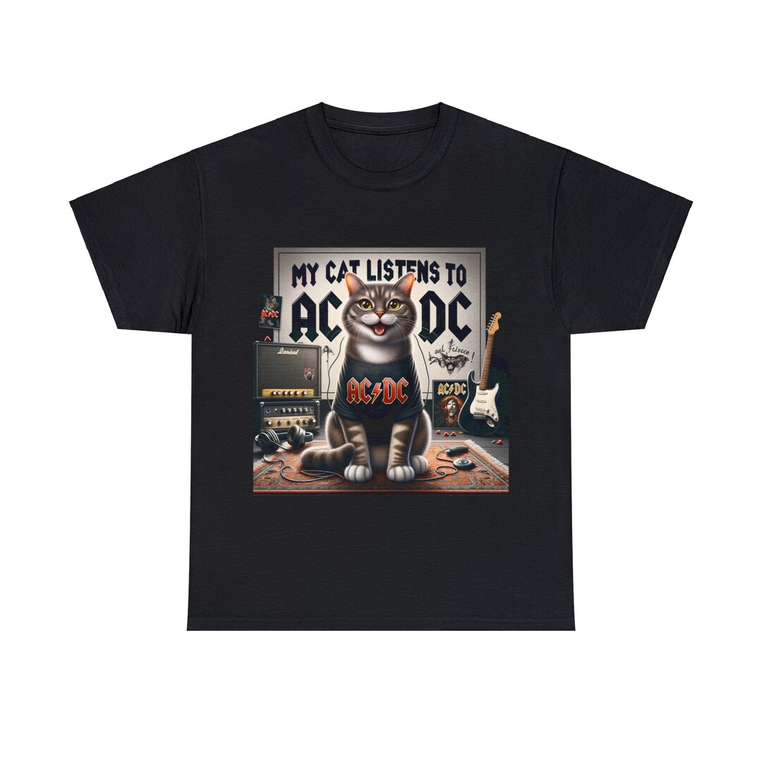 My Cat Listens to AC/DC Cute Cat Ac/dc Fan Graphic Tee - Etsy