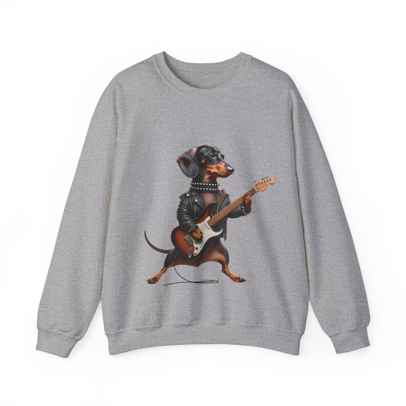 Daschund Cute Dog Guitar Player Unisex Heavy Blend™ Crewneck Sweatshirt ...