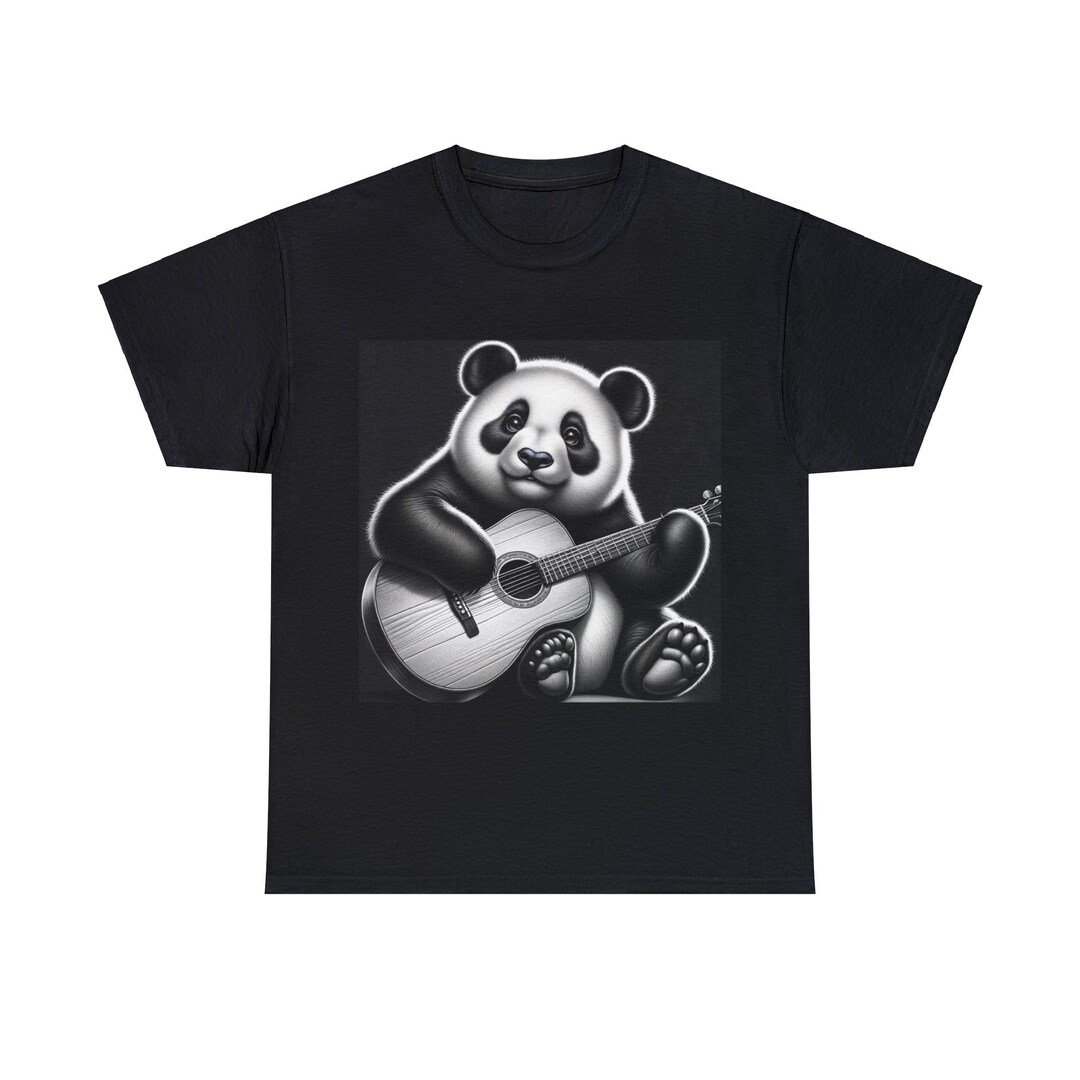 Cute Panda Bear Playing Acoustic Guitar Unisex Heavy Cotton Tee - Etsy