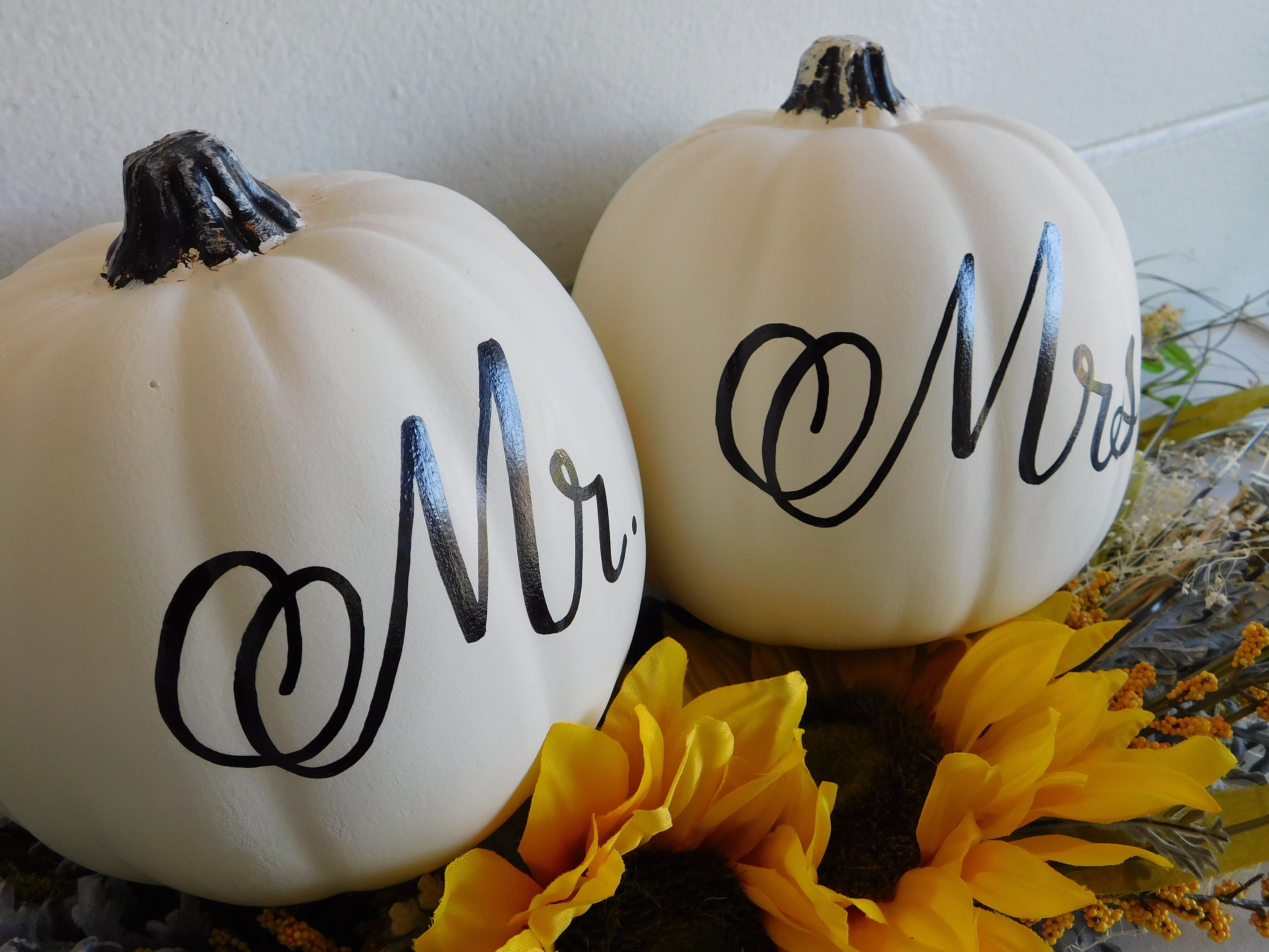 6.5 Mr and Mrs Pumpkin Decor Set Hand Lettered Custom Fall Pumpkin ...