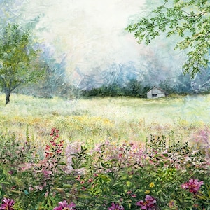 Meadow Painting - Peaceful Painting - Spring Landscape - Countryside ...