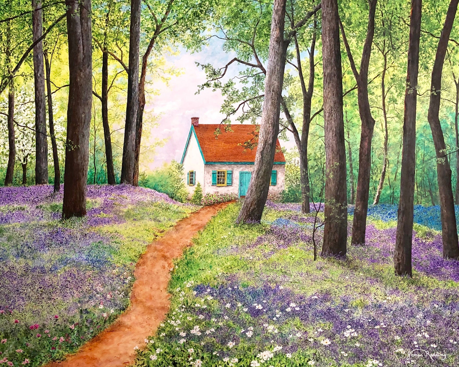 Cottage Painting - Spring Landscape - Forest Print - Fine Art Print ...