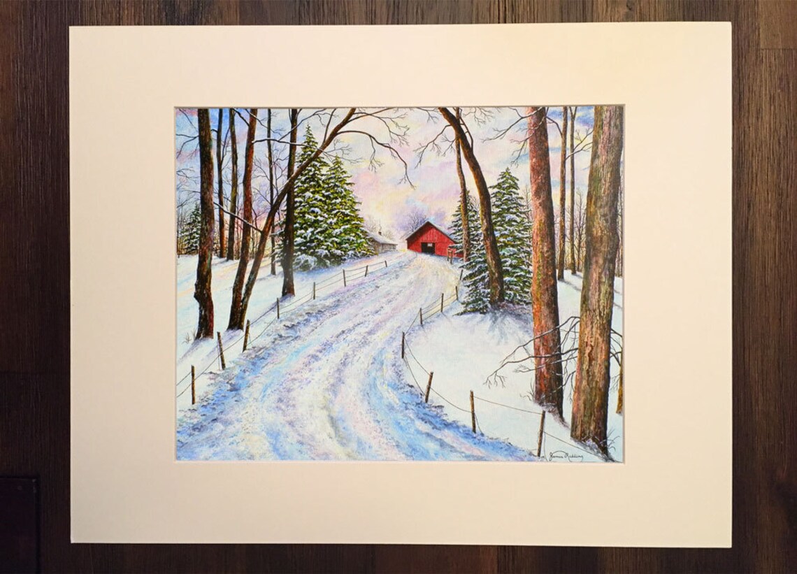 Winter Landscape - Snow Painting - Red Barn Painting - Snow Scene ...
